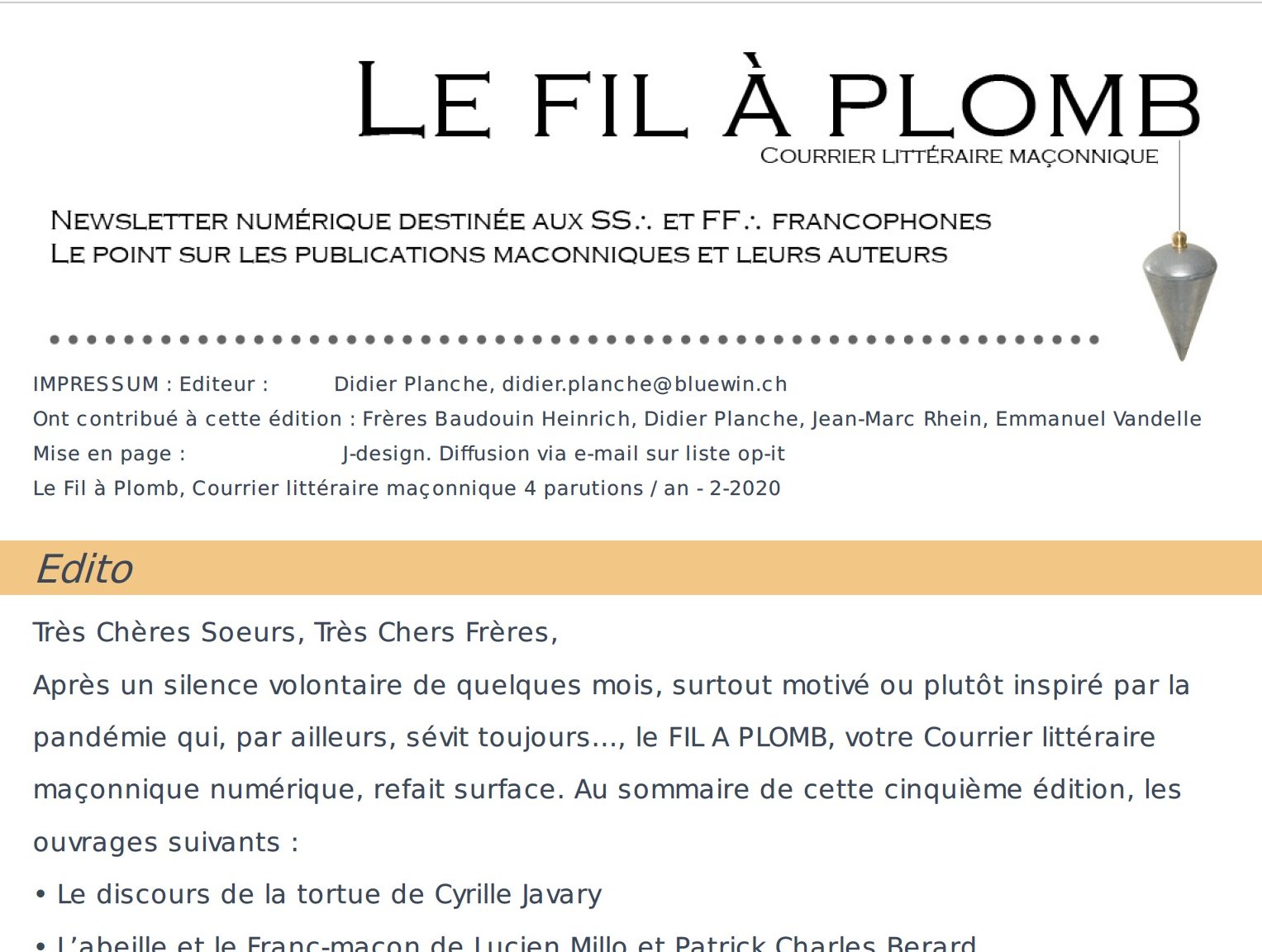 Le fil à plomb - Hiram.be