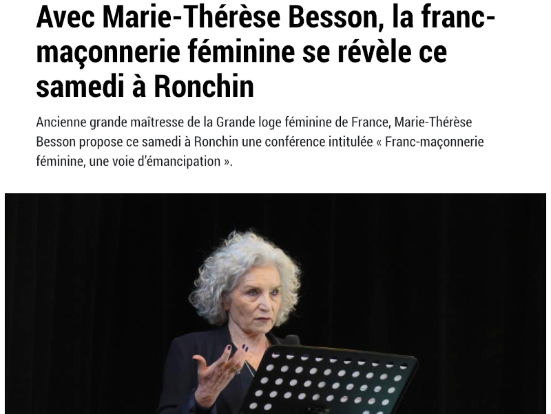 Marie-Thérèse Besson à Lille ce samedi 28 septembre - Hiram.be