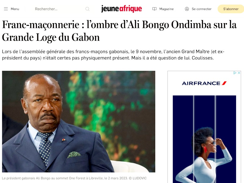 Ali Bongo Grand Maître d'honneur de la GL du Gabon - Hiram.be