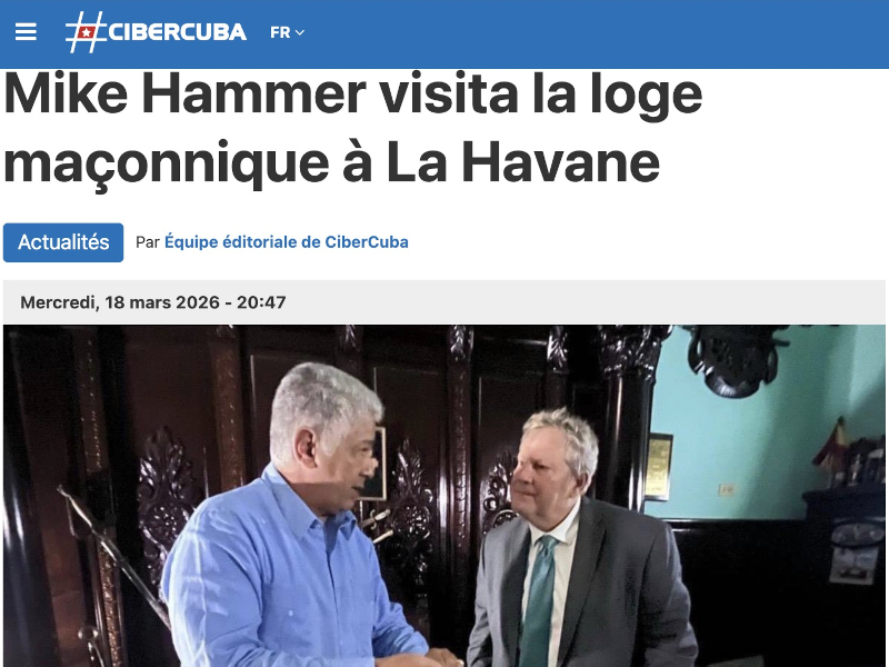 Un officiel américain à la Grande Loge de Cuba - Hiram.be